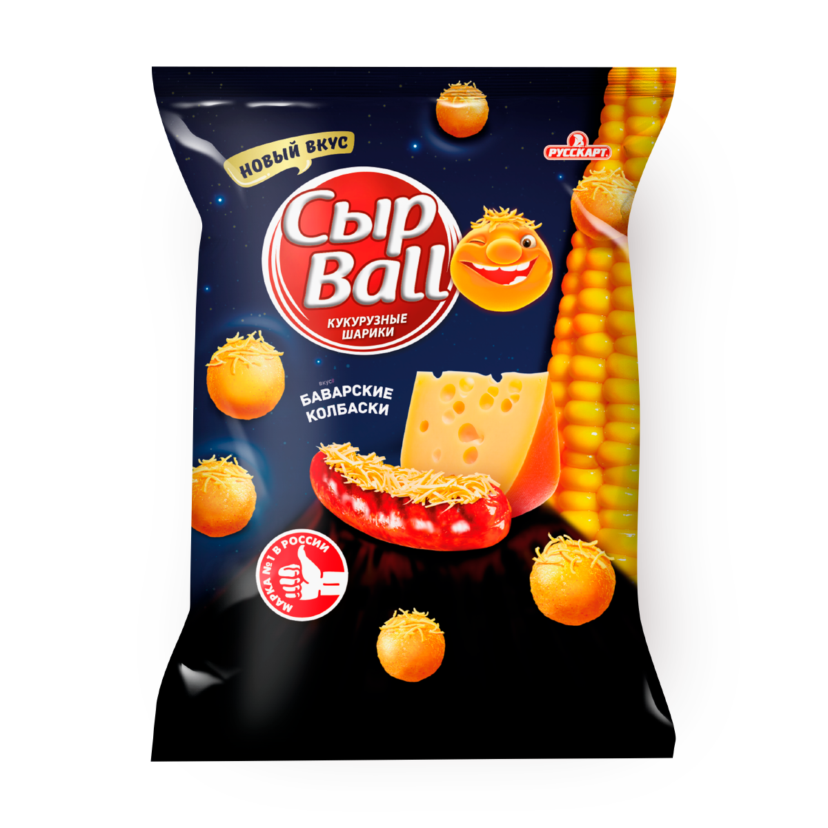 Шарики кукурузные "СырBall", вкус баварские колбаски, 140 грамм