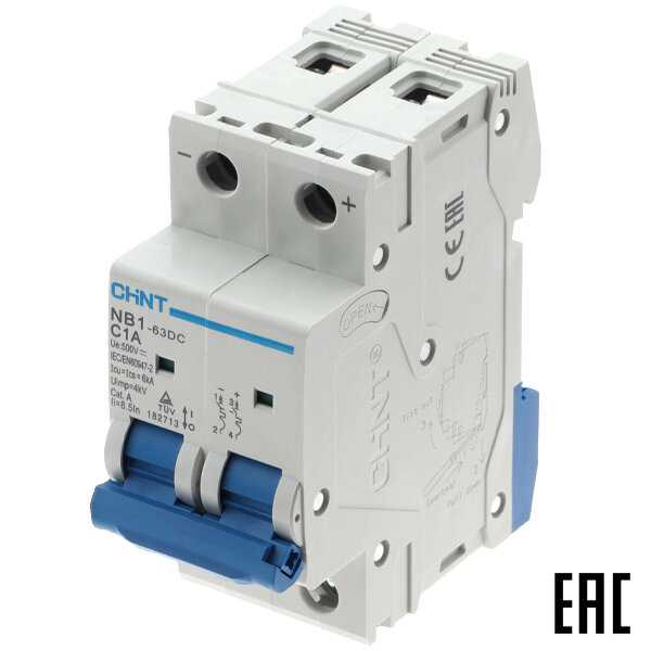Автоматический выключатель C1А/2п/ 6кА на Din-рейку CHINT 182713 NB1-63DC