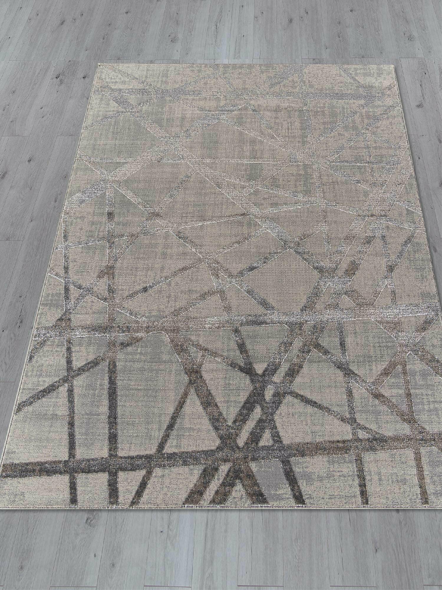 Ковер на пол в гостиную в спальню 280х380 см бежевый современный ворс 6 мм 340289 KoverVDom