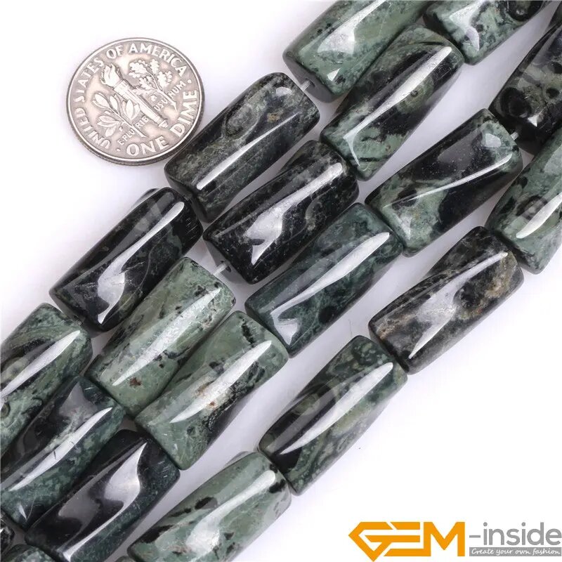 Камбба Джаспер бусины темно-синие GEM-inside 15 дюймов 10x20mm twist