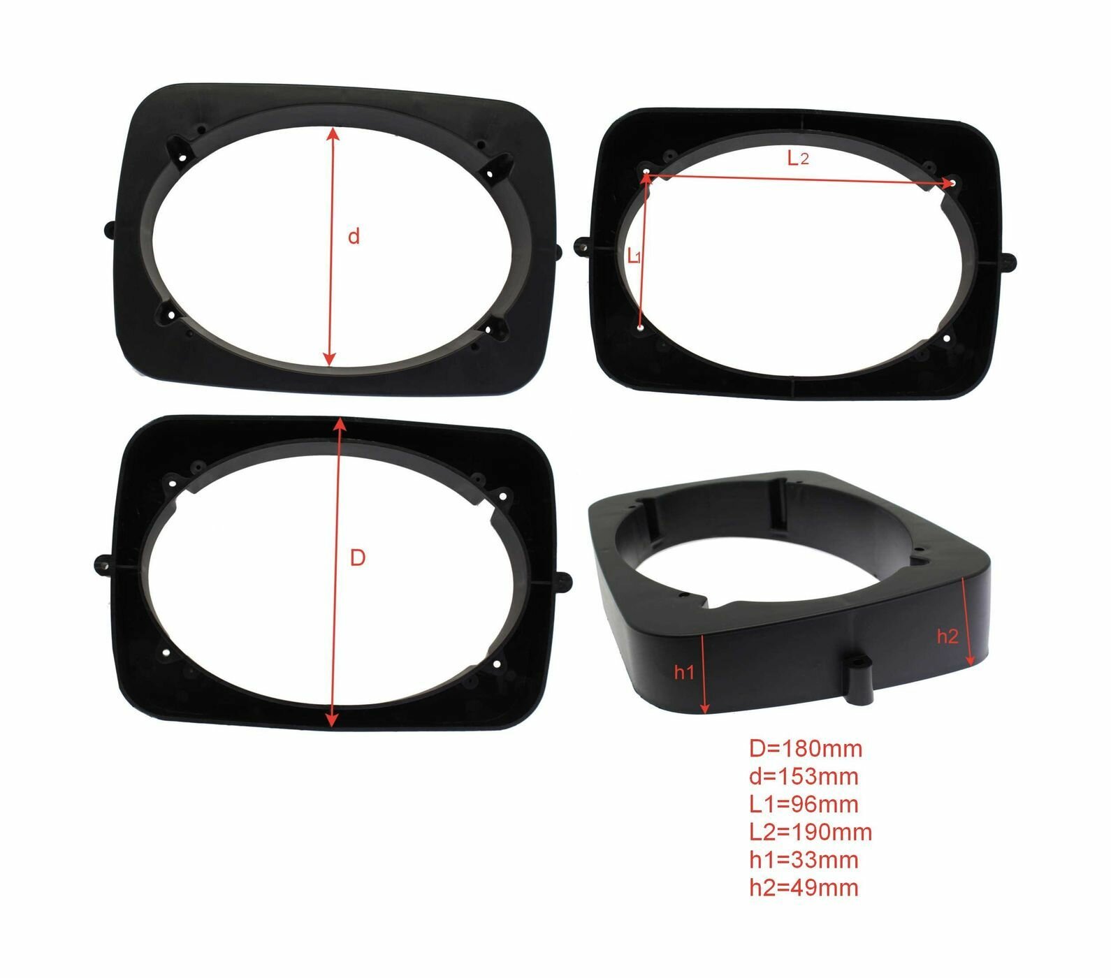 Подиумы пластик для установки динамиков универсальные 6*9" (16*21 см. наклонные ср. жестк.)