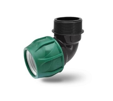 Отвод d 32х3/4' ( угол ) ПНД с наружной резьбой компрессионный POELSAN Турция