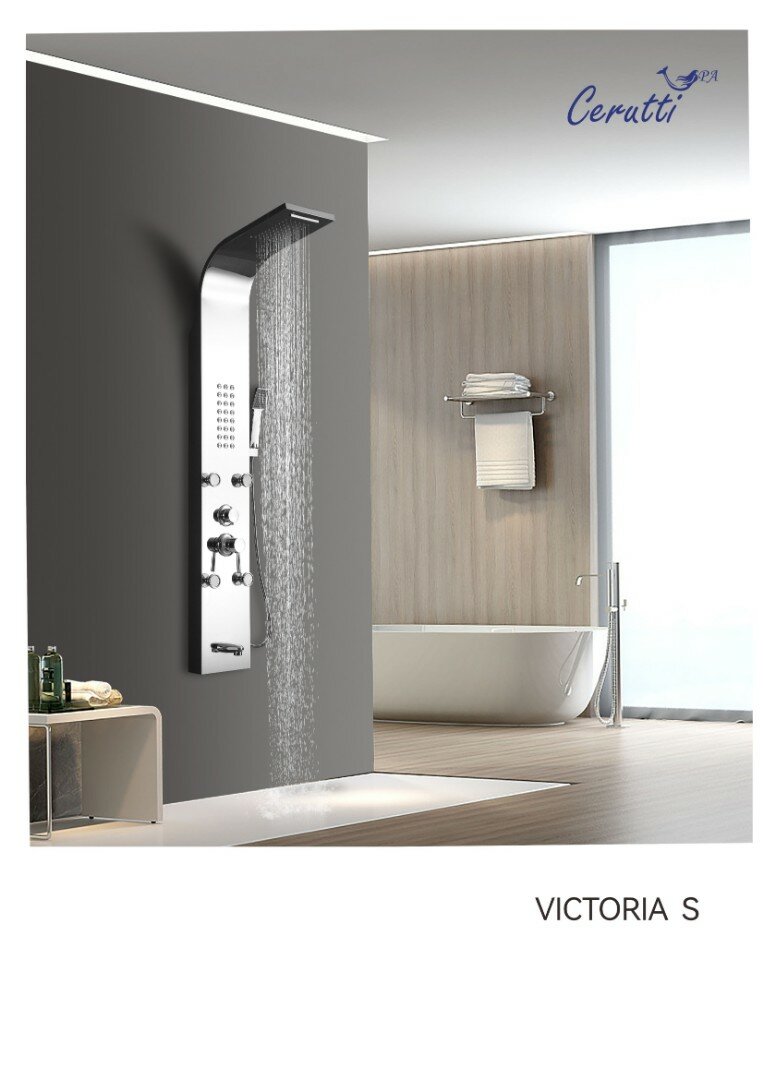 Душевая панель Ceruttispa VICTORIA S с гидромассажем, цвет серебро, 150х22 см