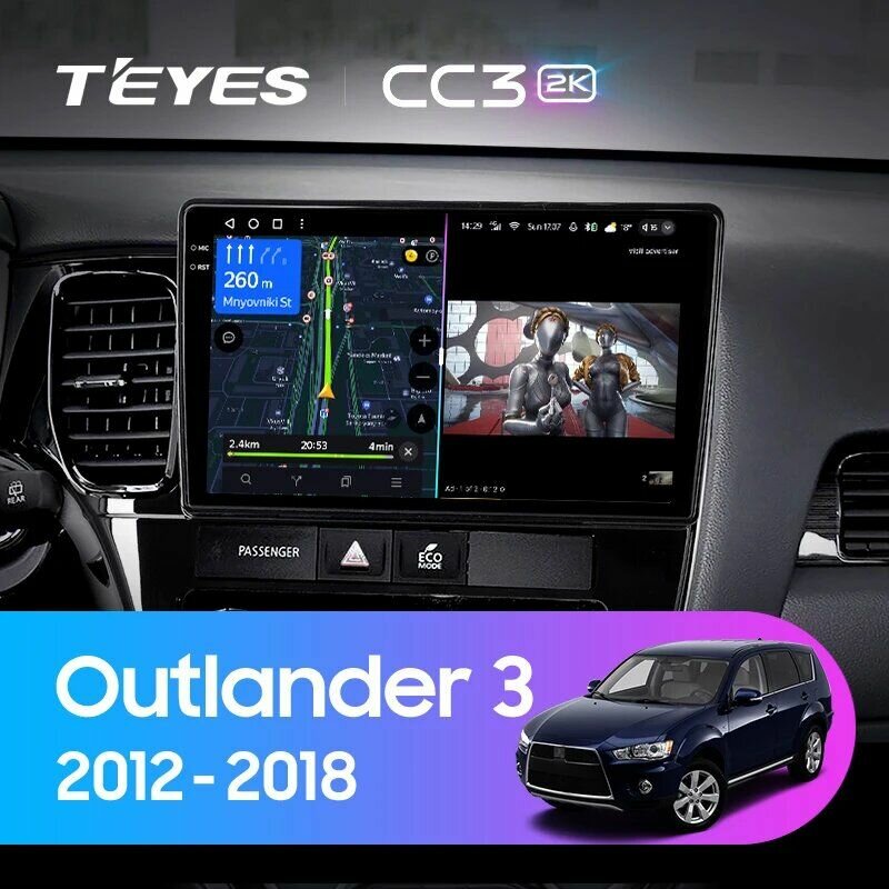 Магнитола Teyes CC3 2K 4-64 Mitsubishi Outlander 3 GF0W GG0W 2012 2018 10.36" (B)