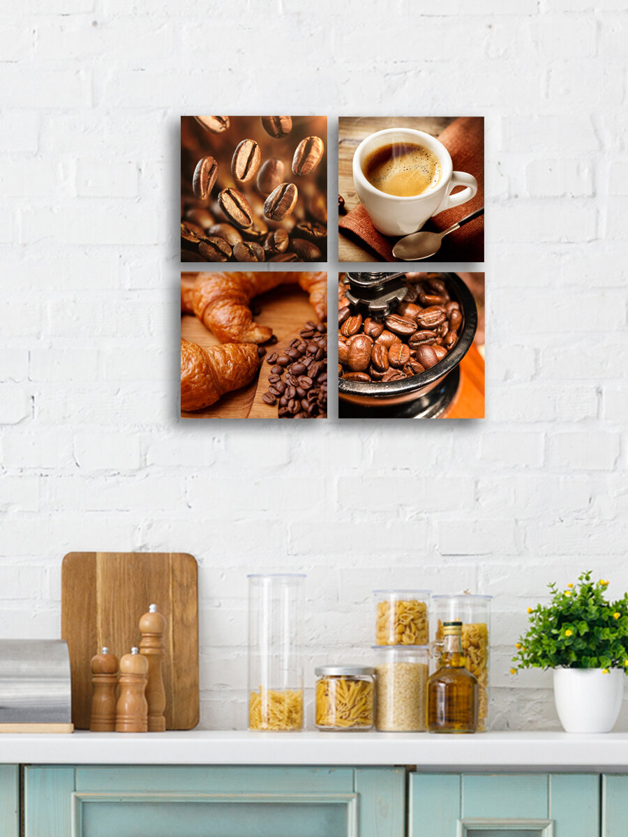 Картины на холсте LOFTime 4 шт 30Х30 кофе 2 К-83-3030