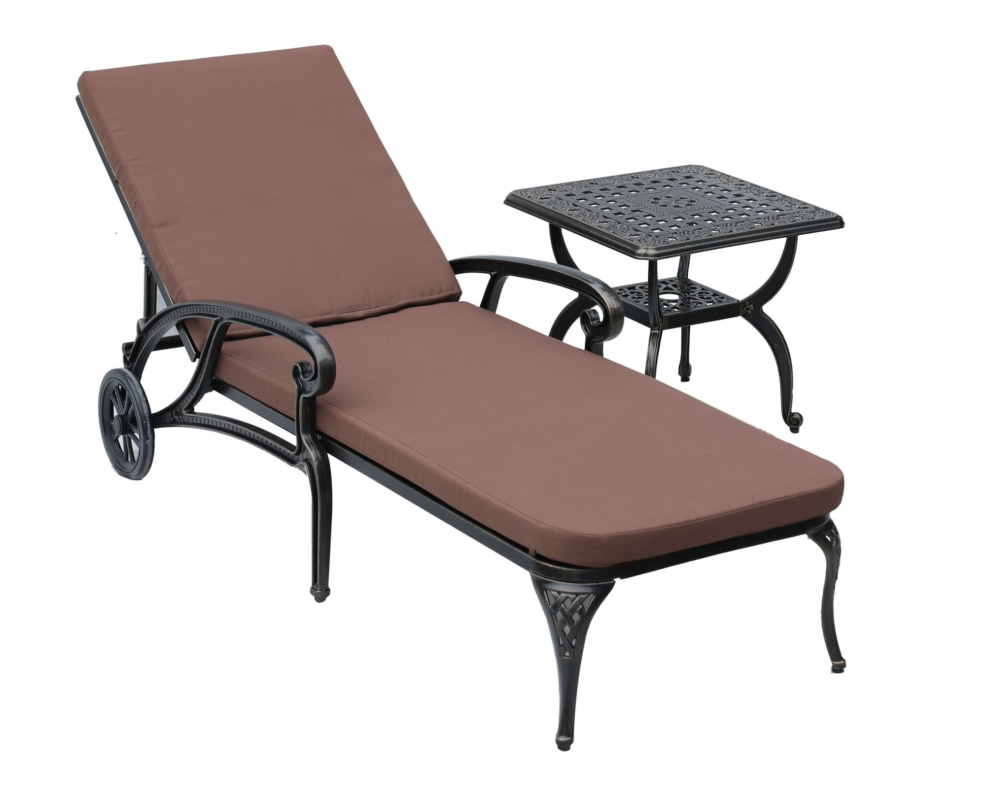 Шезлонг из литого алюминия Белград "Belgrade" бронза 6364-1 с матрасом