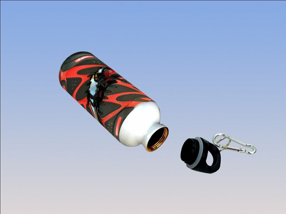 Бутылка фляга для воды "Reeboks, спортивное, кроссовки" 750 мл. с карабином и принтом