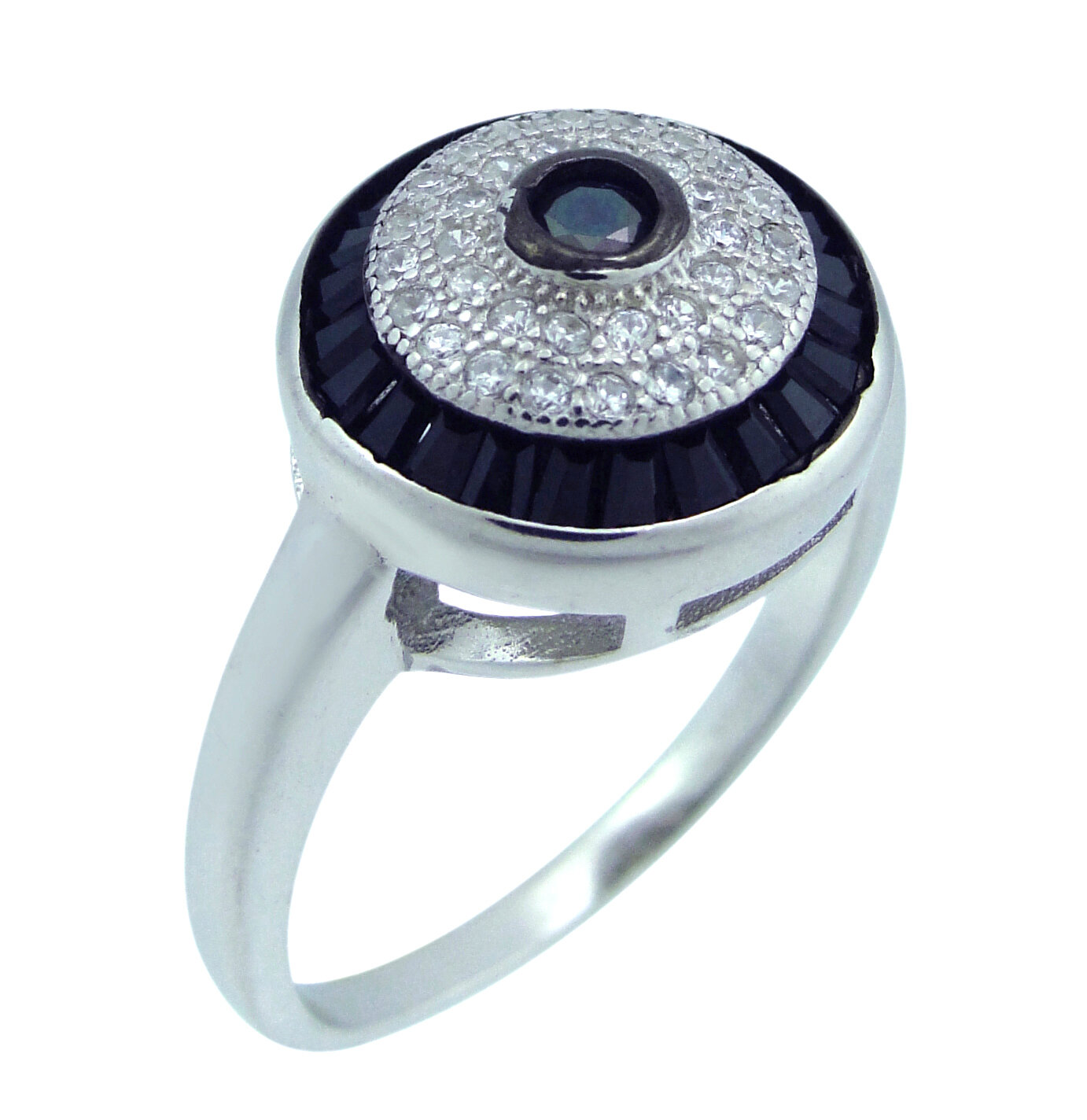 Перстень, серебро, 925 проба, родирование, фианит