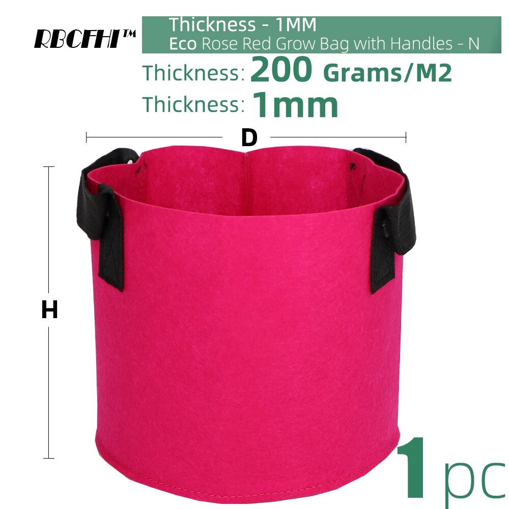 RBCFHI Кармашки для рассады Розовый, 1 Gallon (D18xH15cm), rose red