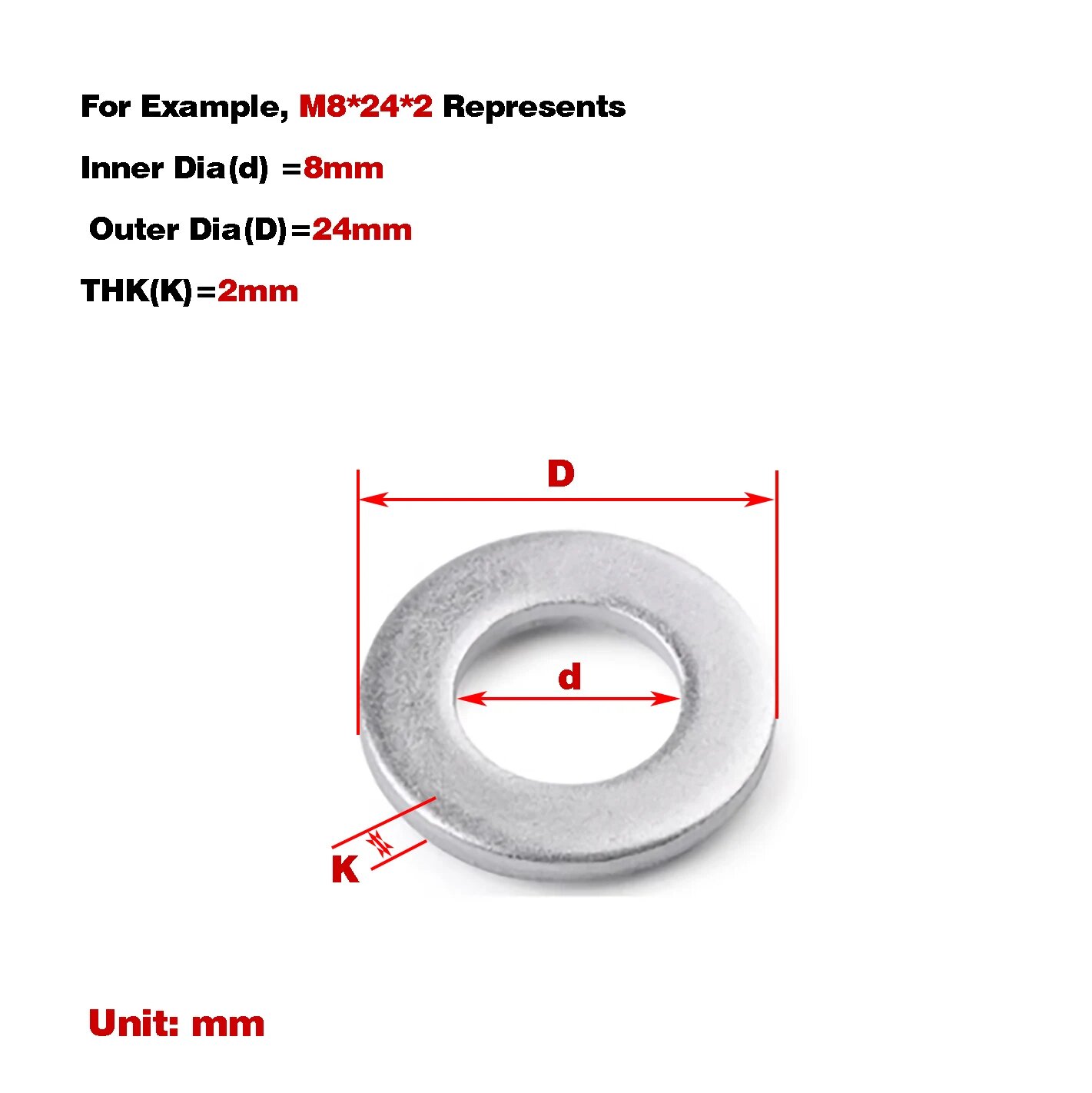 Шайбы из алюминиевого сплава M4-M14 30pcs M12x22x2