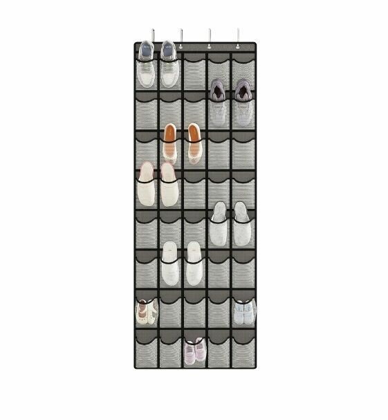 Подвесной органайзер для хранения вещей на дверь, в шкаф. 40 ячеек, серый