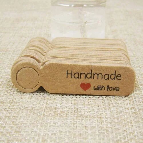 Деревянные бирки "Handmade с любовью", 100 шт, цвет 6