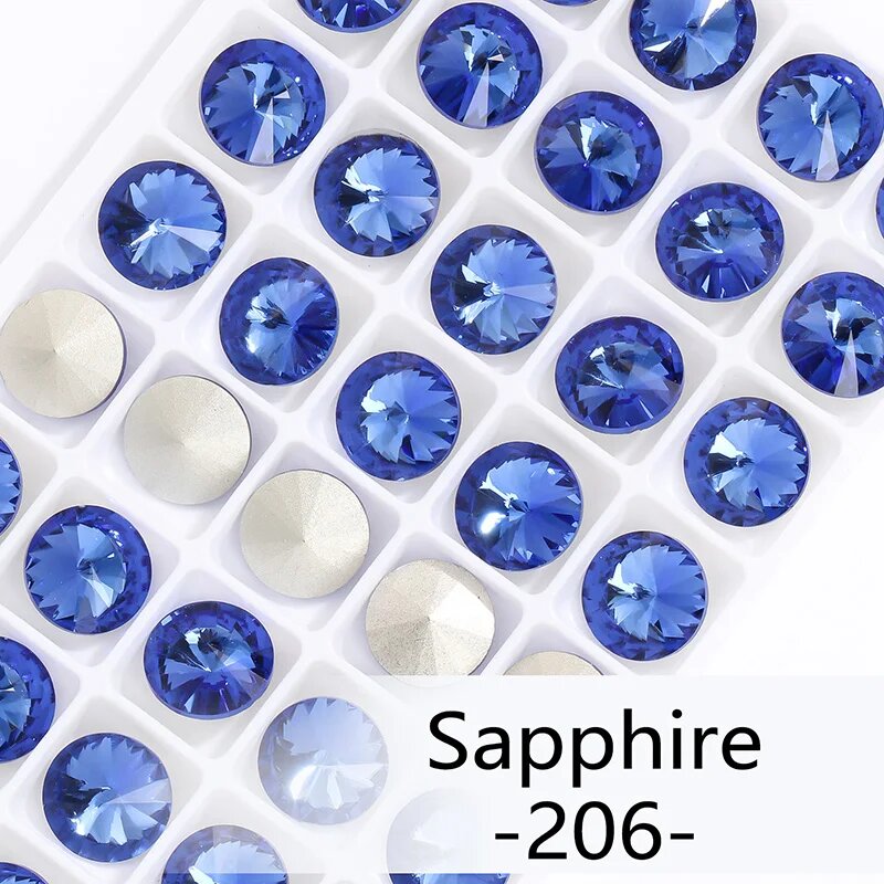 Синие стеклянные стразы Sapphire 10mm 10шт