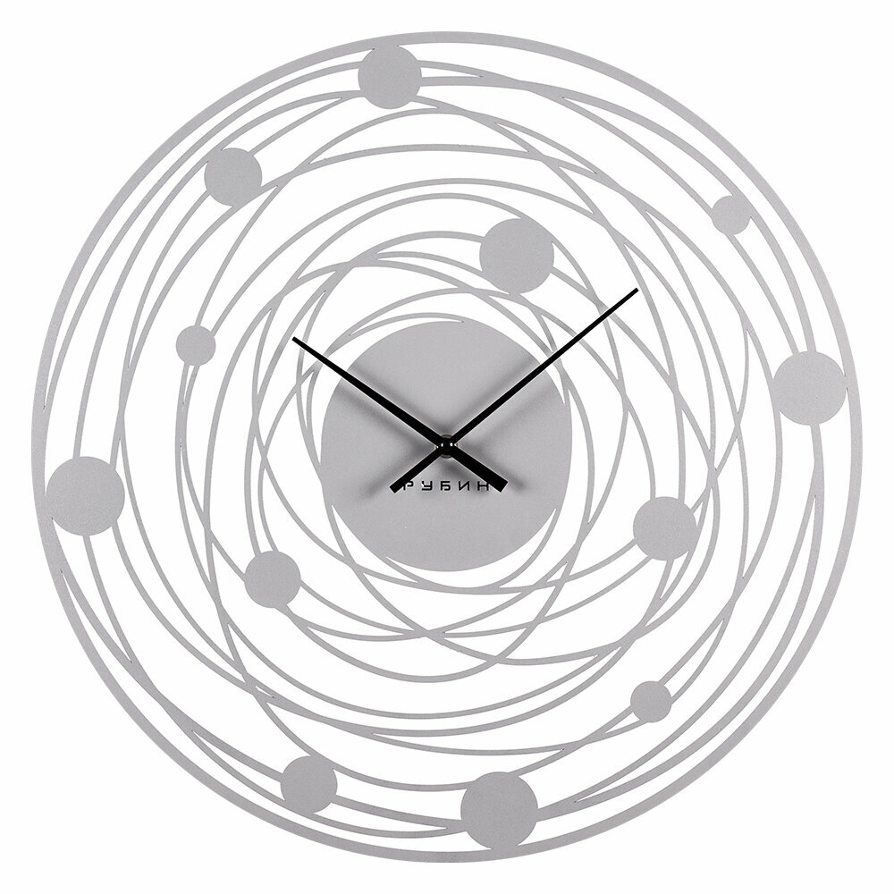 Настенные часы , металл, плавный ход, кварцевый механизм, серебристые, 50см, интерьерные