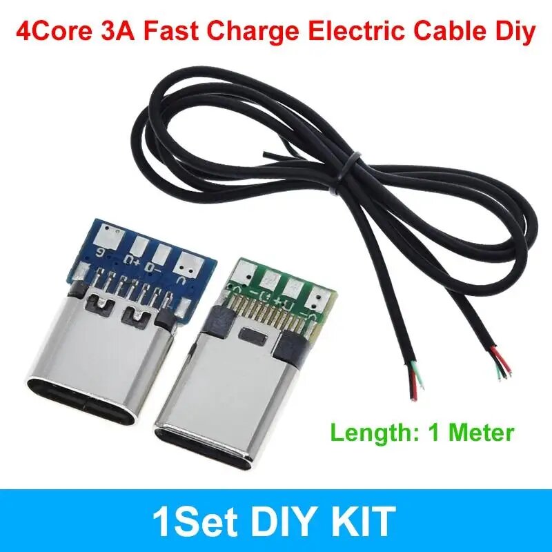 Кабель USB Type-C 4Core 3A 1м DIY Kit