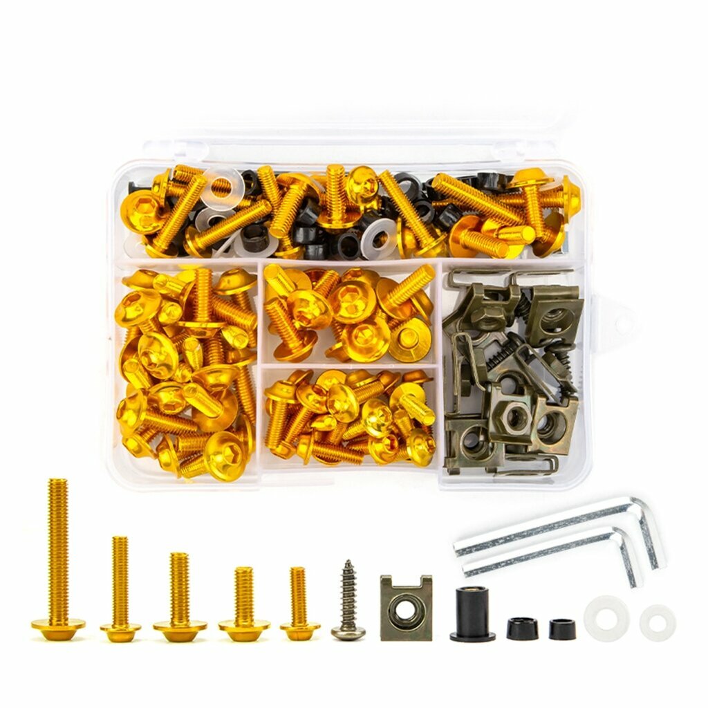 177шт Комплект болтов для мотоциклетного обтекателя, черные анодированные болты, комплект винтов с гайкой