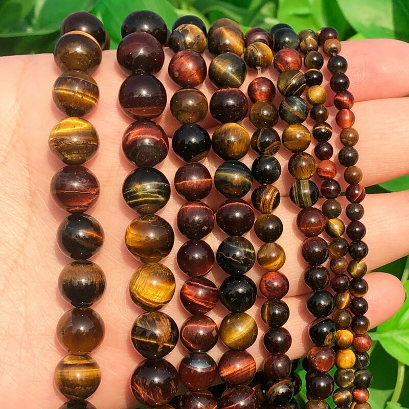 Натуральные бусины TTUIJI 4-10 мм тигровый глаз, лава, амазонит, 10mm 37pcs, multicolor tiger eye
