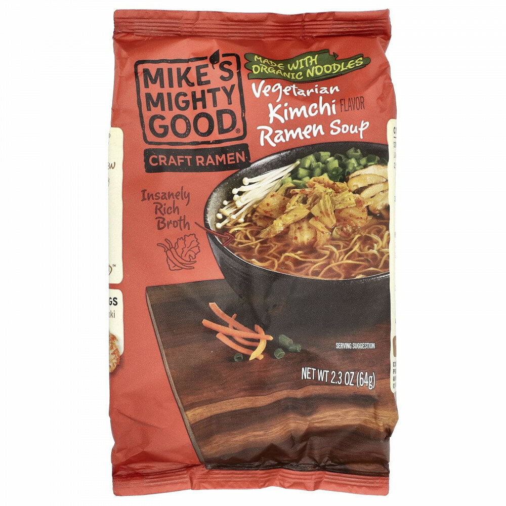 Mike's Mighty Good, Craft Ramen, вегетарианский суп рамен с кимчи, 64 г (2,3 унции)