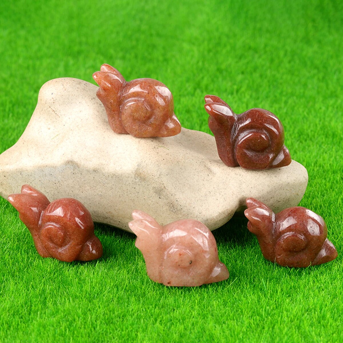 Фигурки улиток из авантюрина фиолетового цвета, 5 шт.