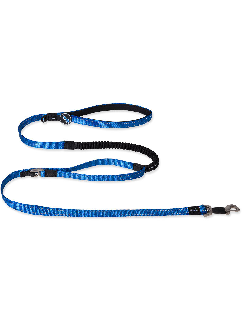 Rogz Поводок 2 в 1 с системой "антирывок", размер M (ширина 1,6см, длина 1,4 м), синий (SHOCK ABSORBING LEAD (M))