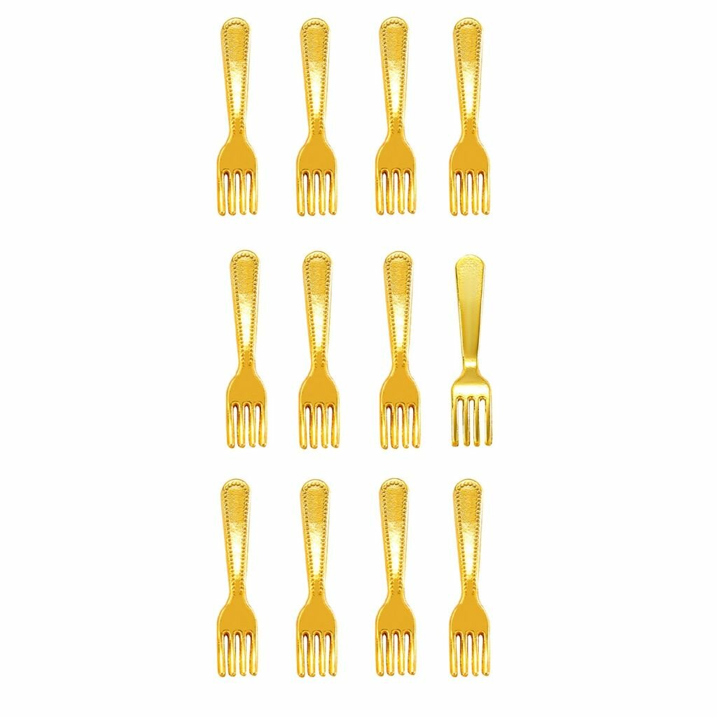 (12 штук в упаковке) 1/12 мини-кухонная посуда для кукол золотая вилка