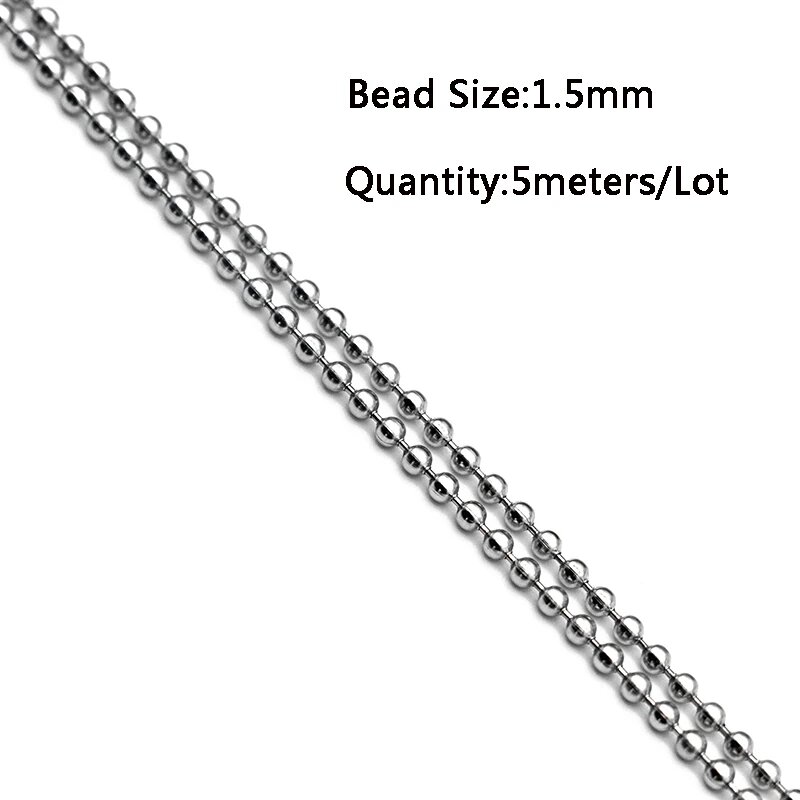 Шариковые цепочки из нержавеющей стали Mibrow 1,5 2 2,4 мм Ball Chains 1.5MM