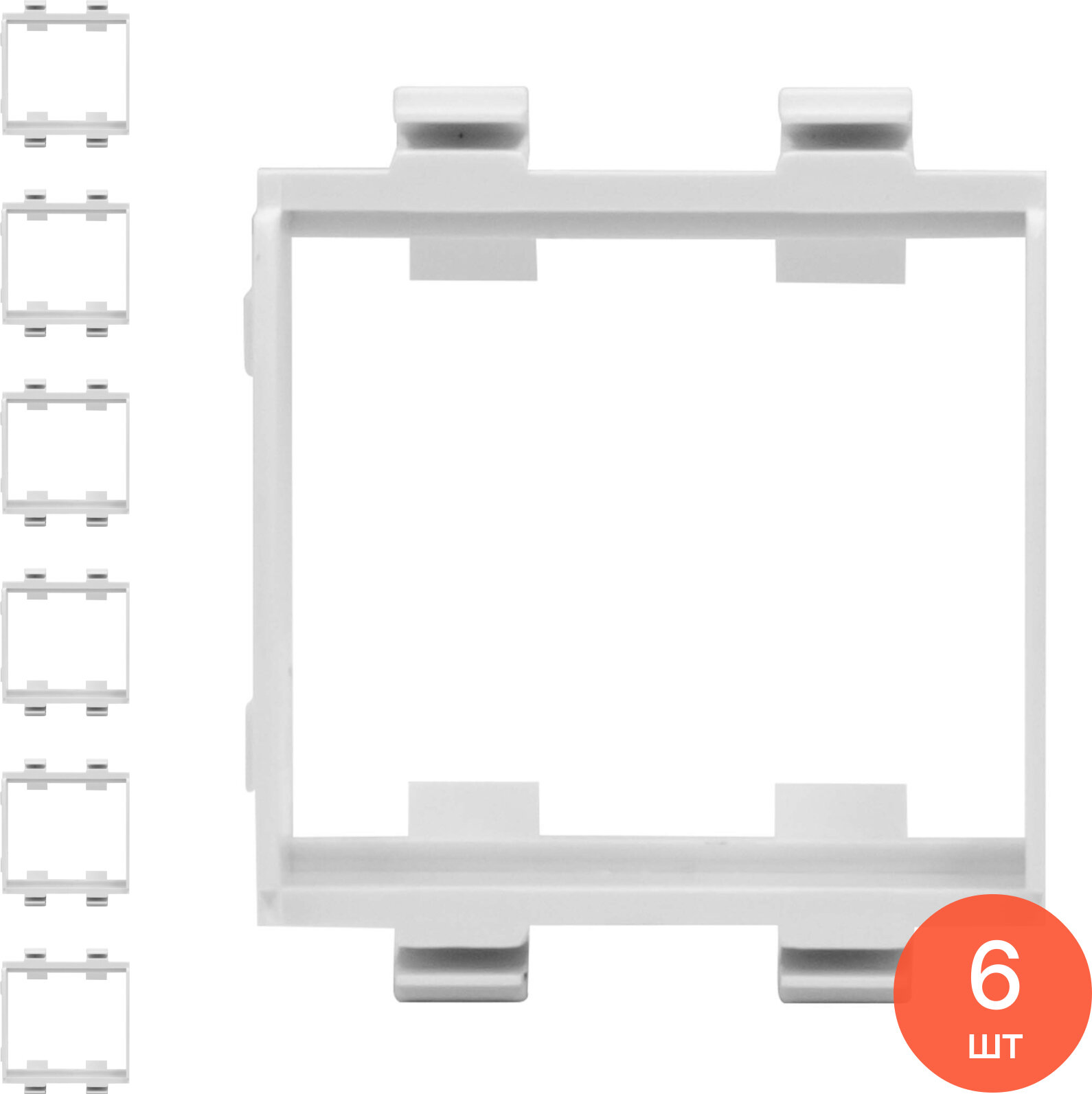 Рамка электроустановочная DKC / ДКС Viva под 2 модуля, F0000A, белый, 1 пост / для розеток и выключателей (комплект из 6 шт)