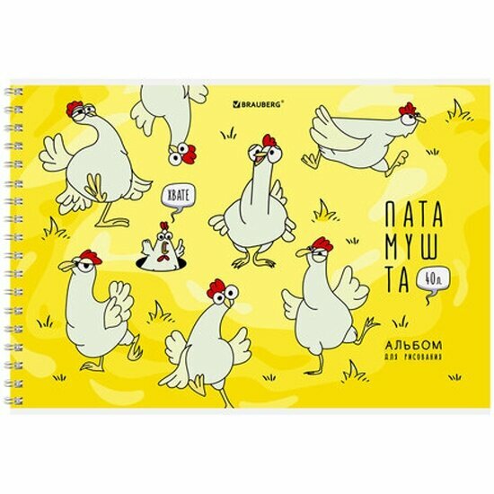 Альбом для рисования Brauberg А4, 40 л, гребень, обложка картон, , 195х285 мм, "Пернатые", 107120