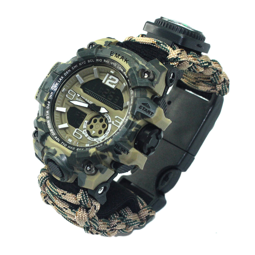Часы для выживания на открытом воздухе, многофункциональный браслет, компас, свисток, браслет из паракорда, оборудование, набор инструментов