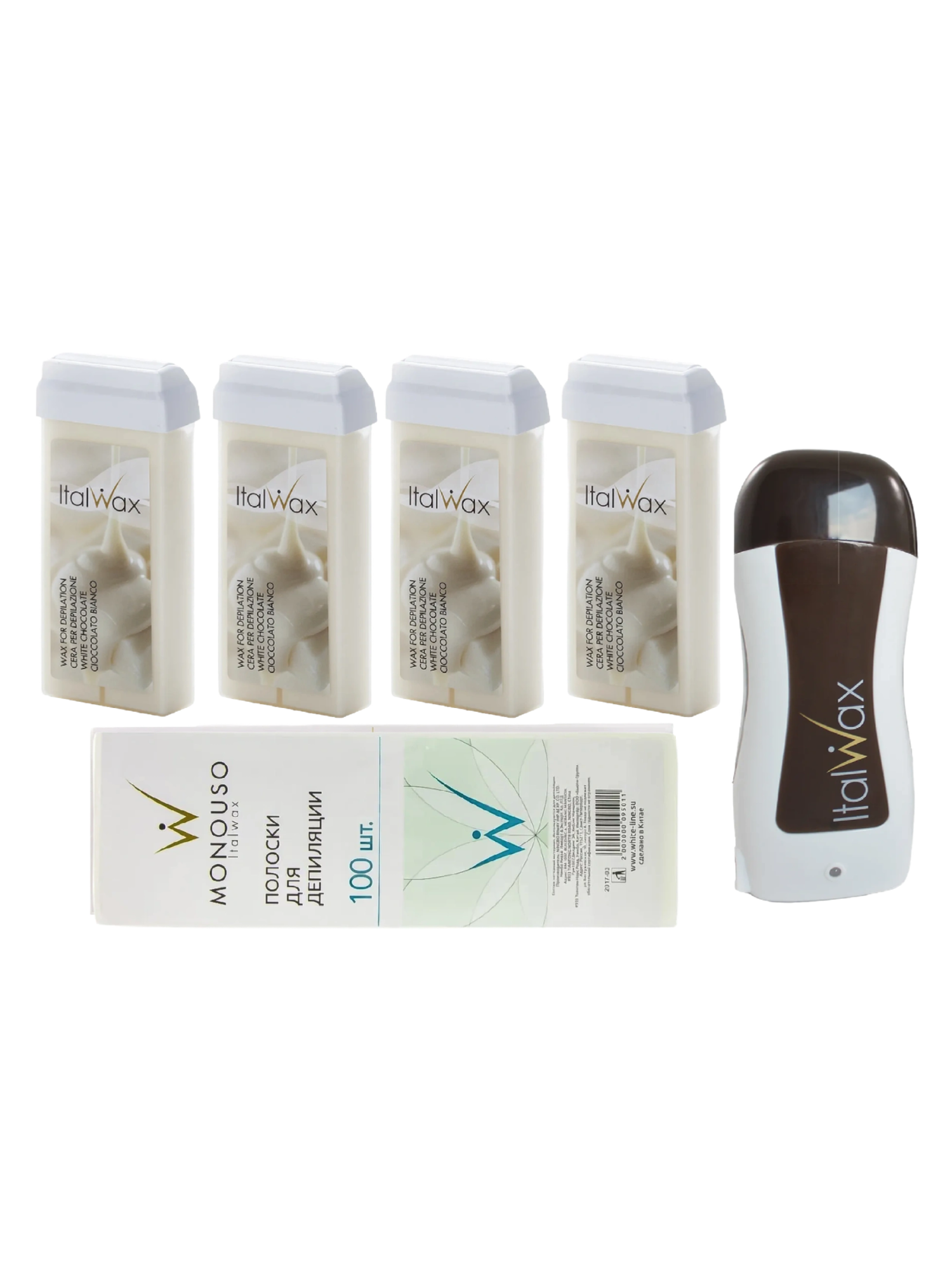 Набор для восковой депиляции Белый шоколад ITALWAX NATURA White chocolate, 4 картр+нагрев+полоc