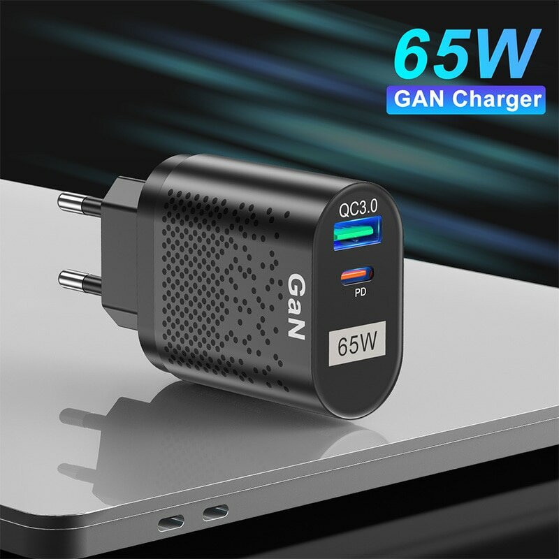 65 Вт USB-зарядное устройство на основе нитрида галлия Pd Qc3.0 для быстрой зарядки MacBook GaN, универсальное быстрое зарядное устройство для ноутбуков Huawei Samsung