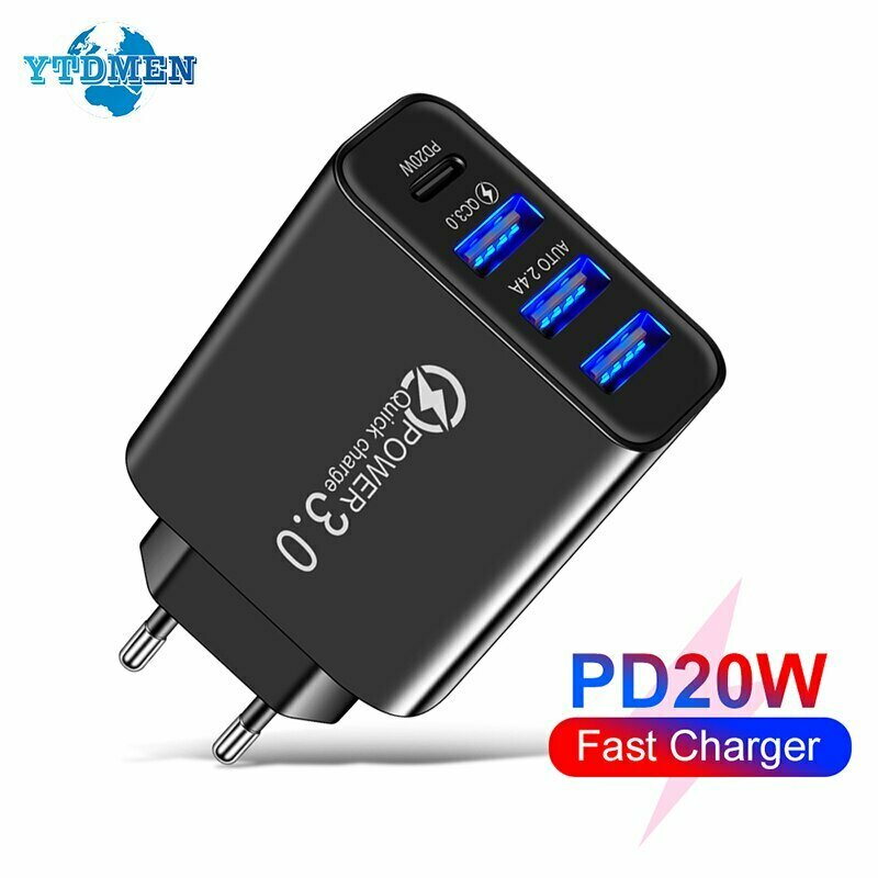 PD 20W USB зарядное устройство 5V2A быстрая зарядка QC3.0 тип C настенный зарядный телефон адаптер EU US вилка для iPhone 13 12 Pro Max Samsung Xiaomi