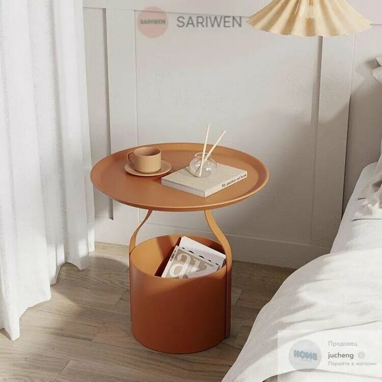 Тумба прикроватная "Без бренда", 1 ящик, 28 см x 22,1 см x 52 см, оранжевая, глянцевая