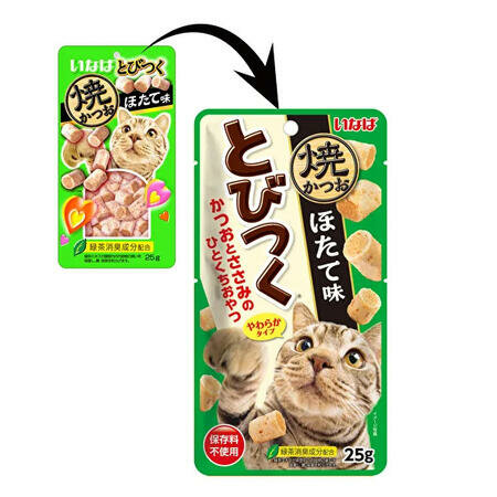 INABA Tobitsuku Yaki Katsuo 5 шт по 25 г лакомство запеченное для кошек с морским гребешком