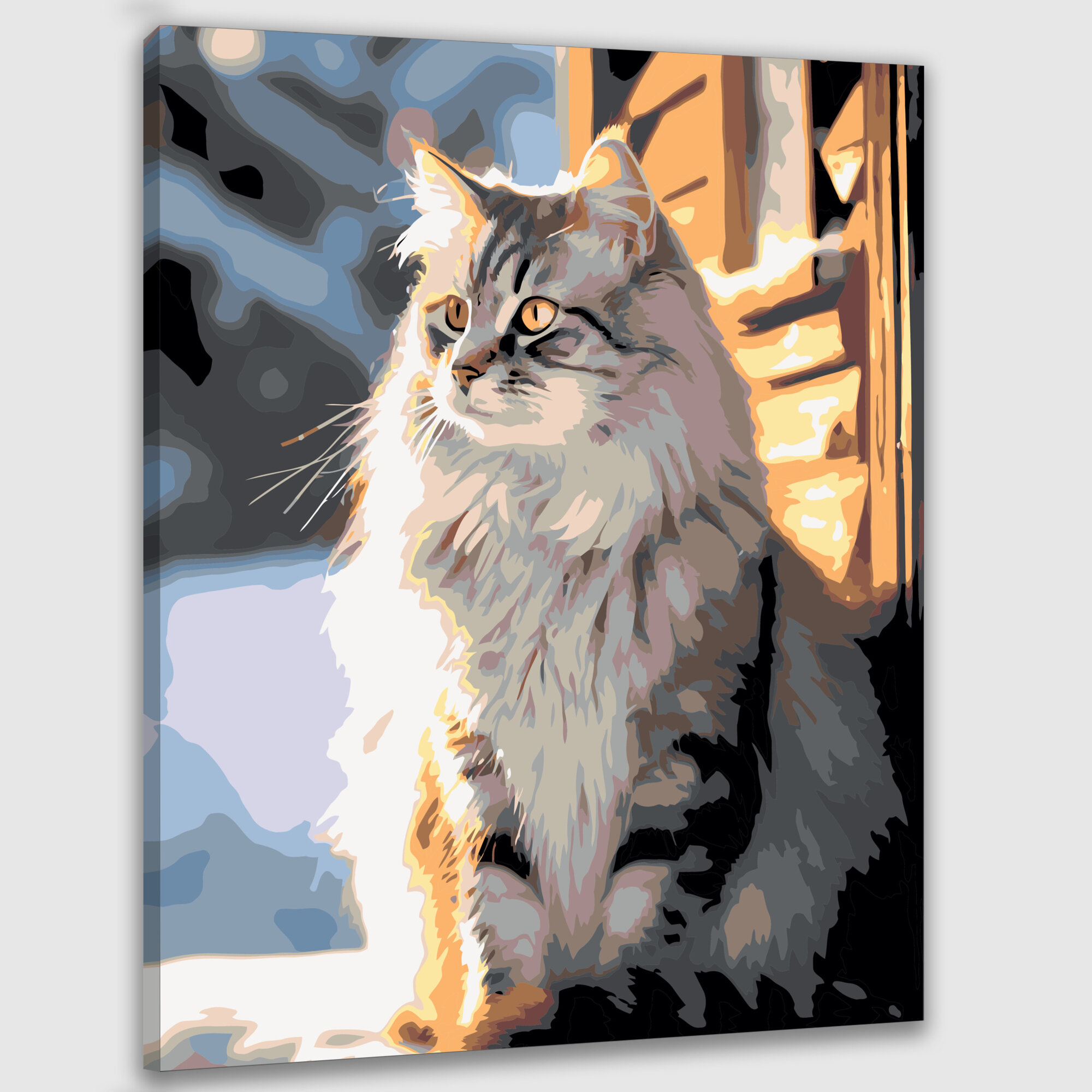 Картина по номерам 40x50 см, мейн-кун, кошка, высокое разрешение, царственный вид, величественный, ум