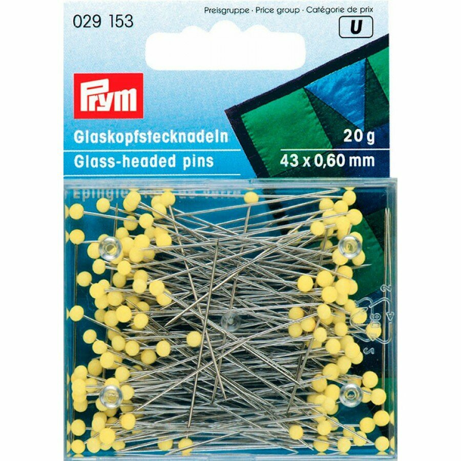 029153 Булавки со стеклянными головками для шитья, термоустойчивые 43*0,60мм, Prym