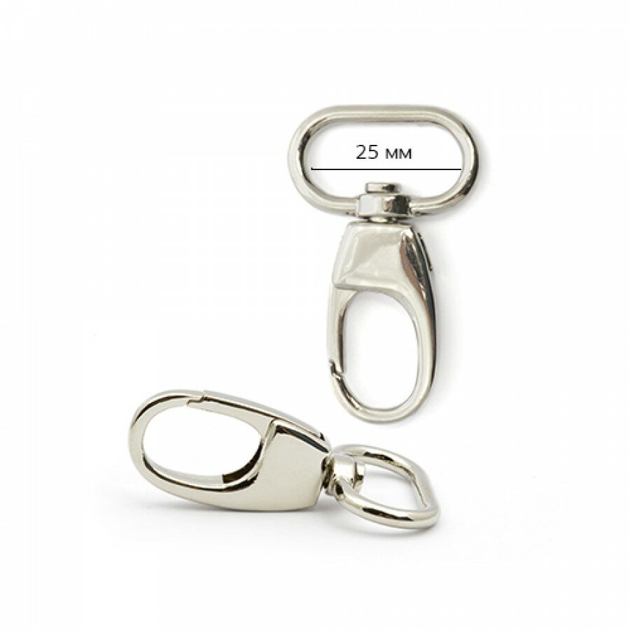 Карабин металл TBY-AX03.3 внутр. размер 25мм цв. никель уп. 10шт