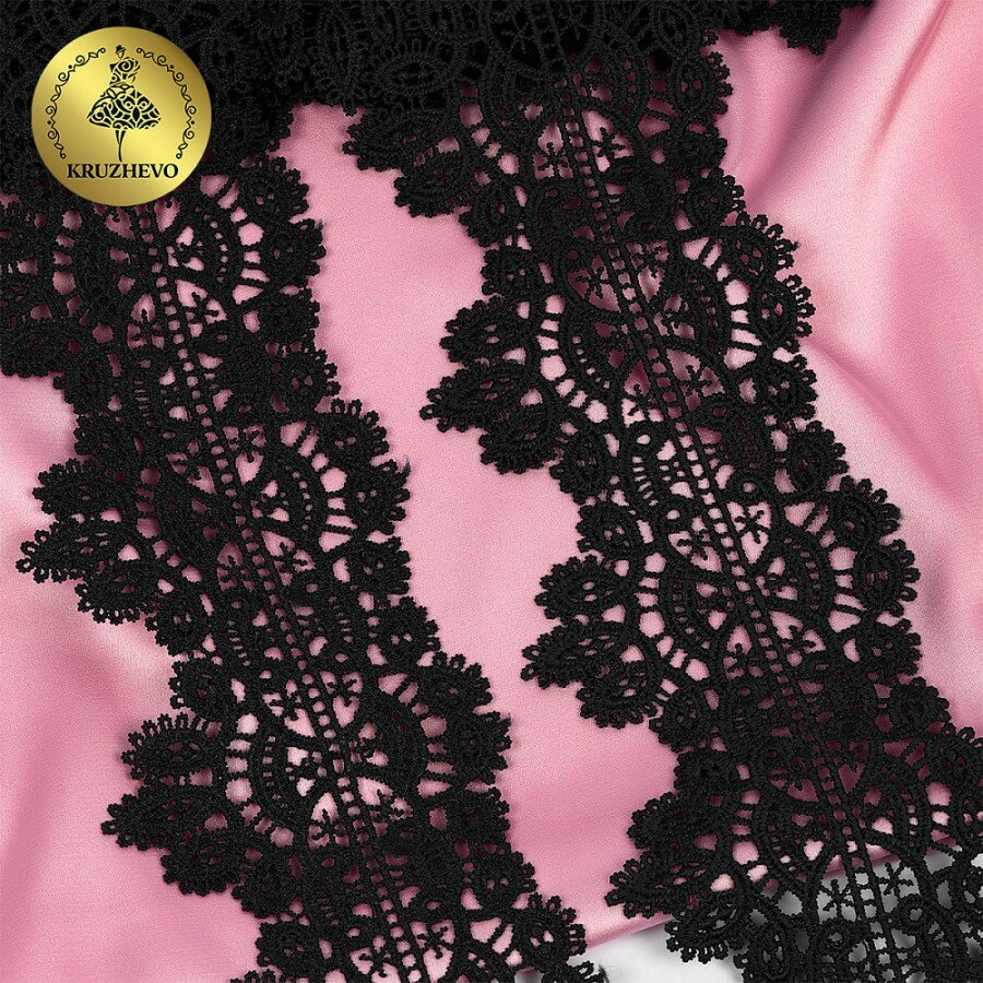 Кружево гипюр KRUZHEVO TBY. SUN.11 шир.70мм цв. черный уп.4,5м
