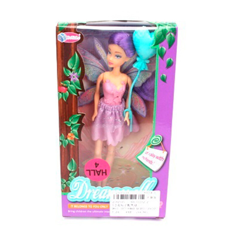 Кукла с крыльями, 19.5x10.5x3см, розовый и фиолетовый