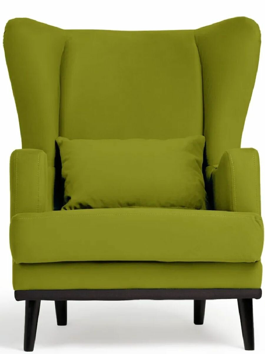 Кресло Оскар мягкое для отдыха дома, на ножках, велюр Zara green 75х85х90 (ШхГлхВ)