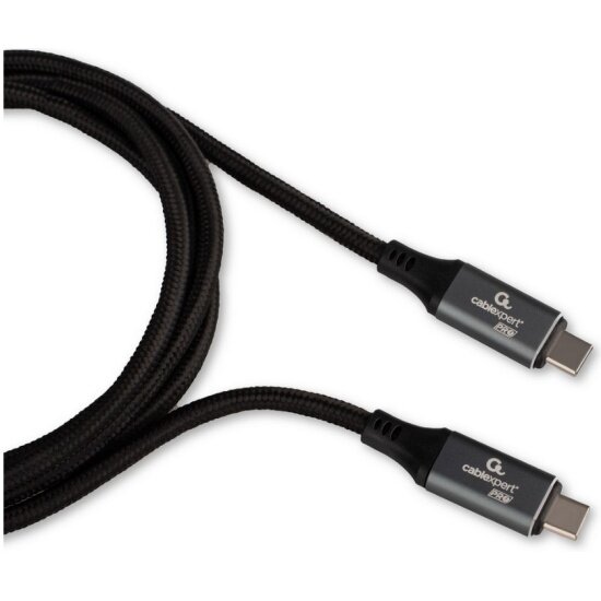 Кабель USB4.0 Cablexpert Type-C/Type-C, 5А, 240Вт, PD3.1/QC4.0, 40Gbps, медь, Pro, 1.8м, черный (CC-USB4-CMCM-BR-1.8M)