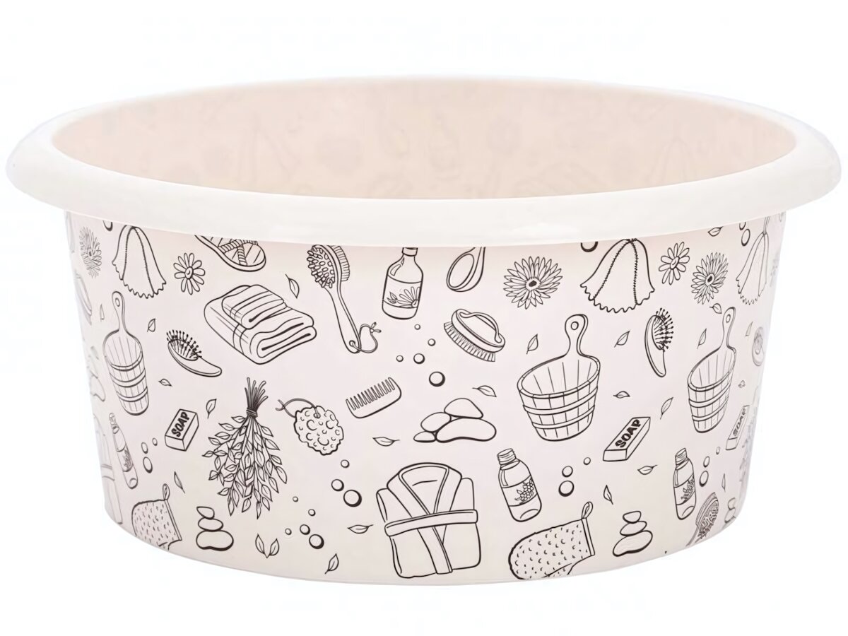 Таз 10л «Русская банька» из пластика с широким ободком, для хозяйственных целей