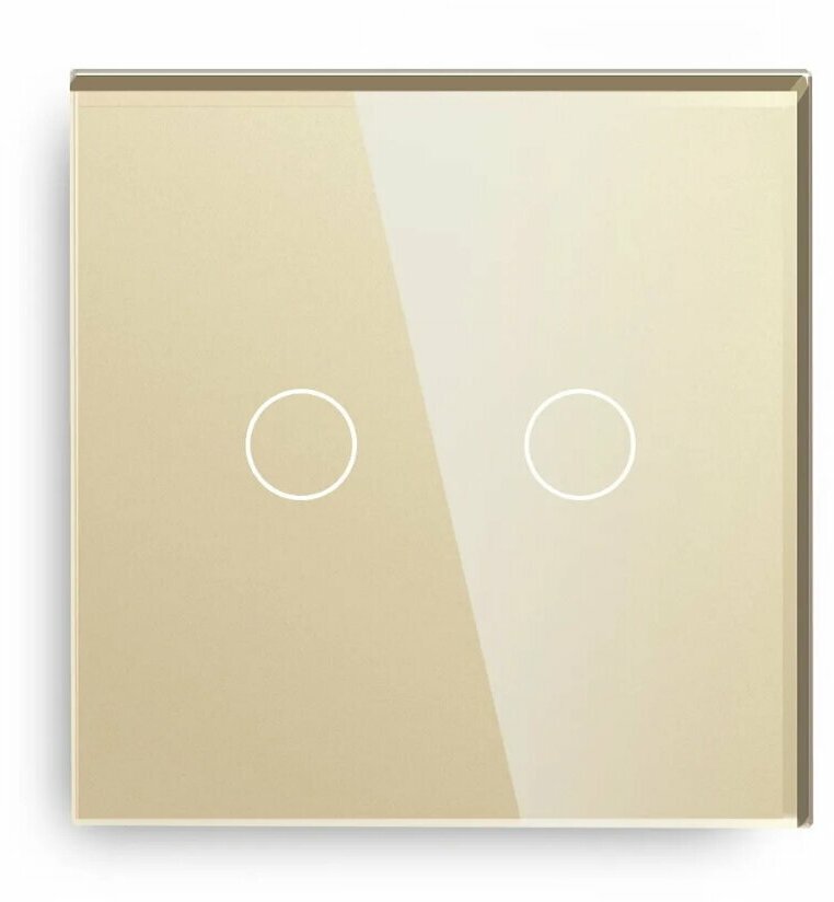 Умный сенсорный выключатель DiXiS Wi-Fi Touch Wall Light Switch (Tuya) 2 Gang / 1 Way (86x86) Gold (TSW2-T)