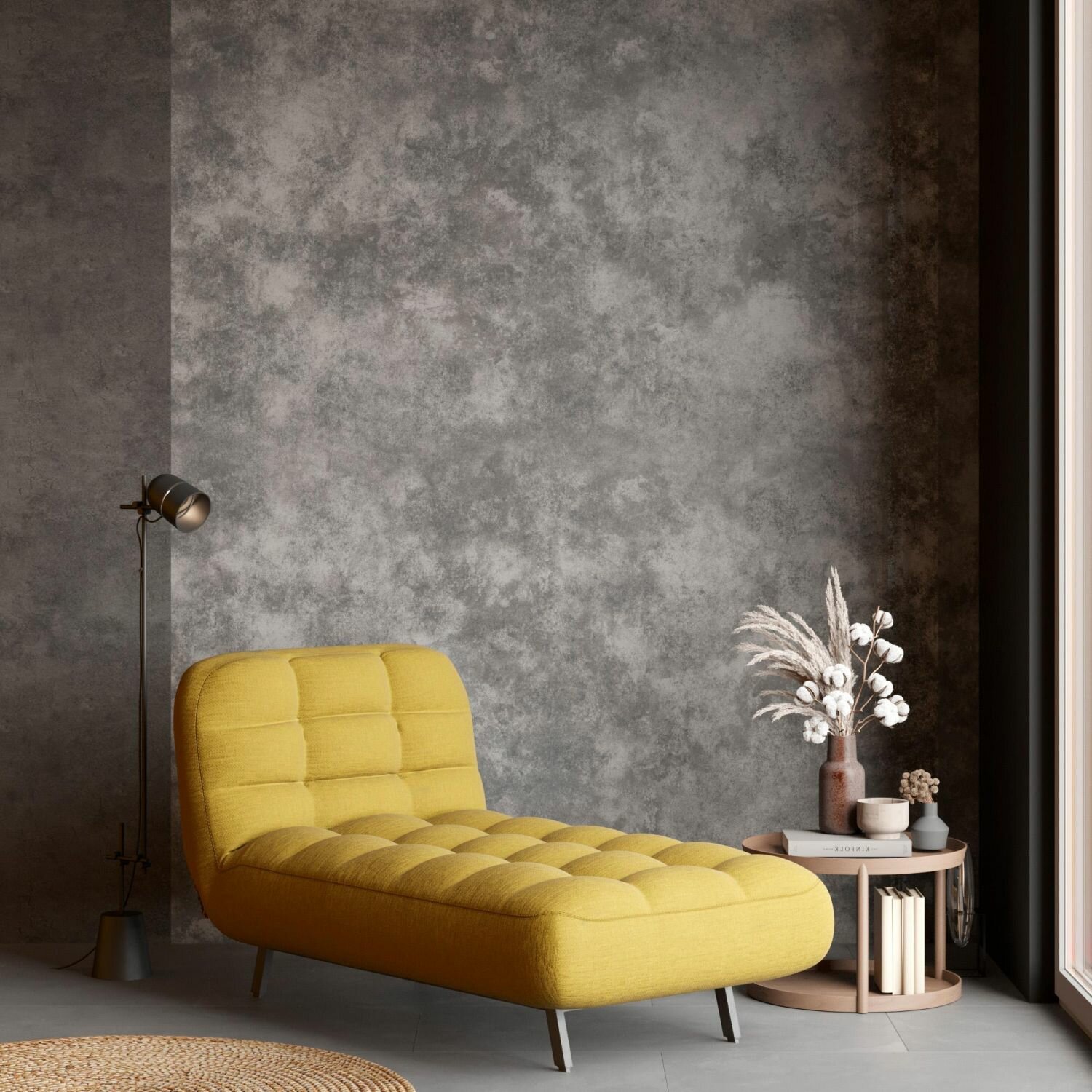 Кушетка кровать раскладной Manons Maison Bricks, механизм Книжка (Клик-кляк), Трикотаж Желтый, 1600х950х940