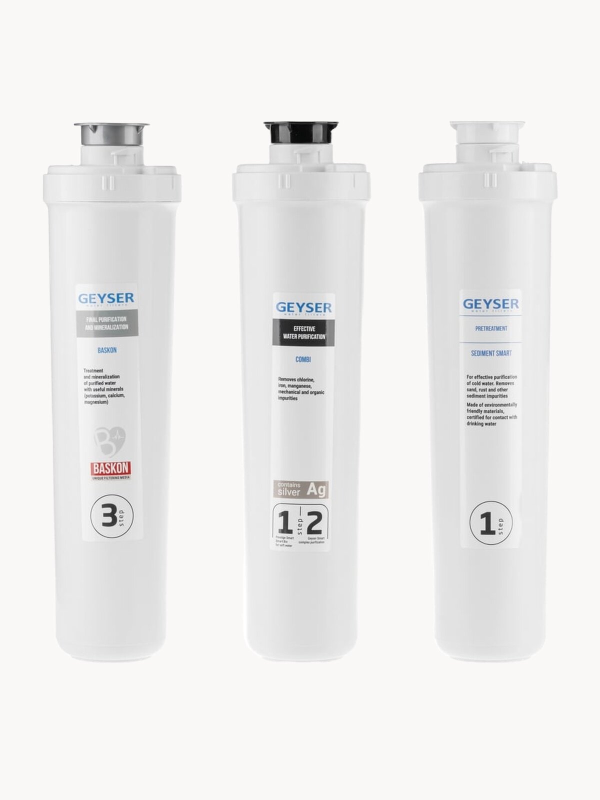 Комплект картриджей Гейзер Оптима, для мягкой воды, обогащает мягкую воду полезными микроэлементами, 50123