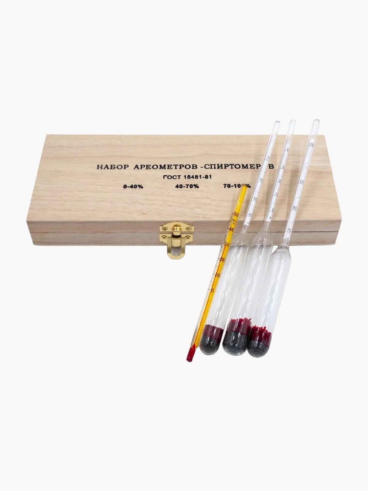 Набор спиртометров АСП-3 профессиональный, деревянный футляр ГОСТ