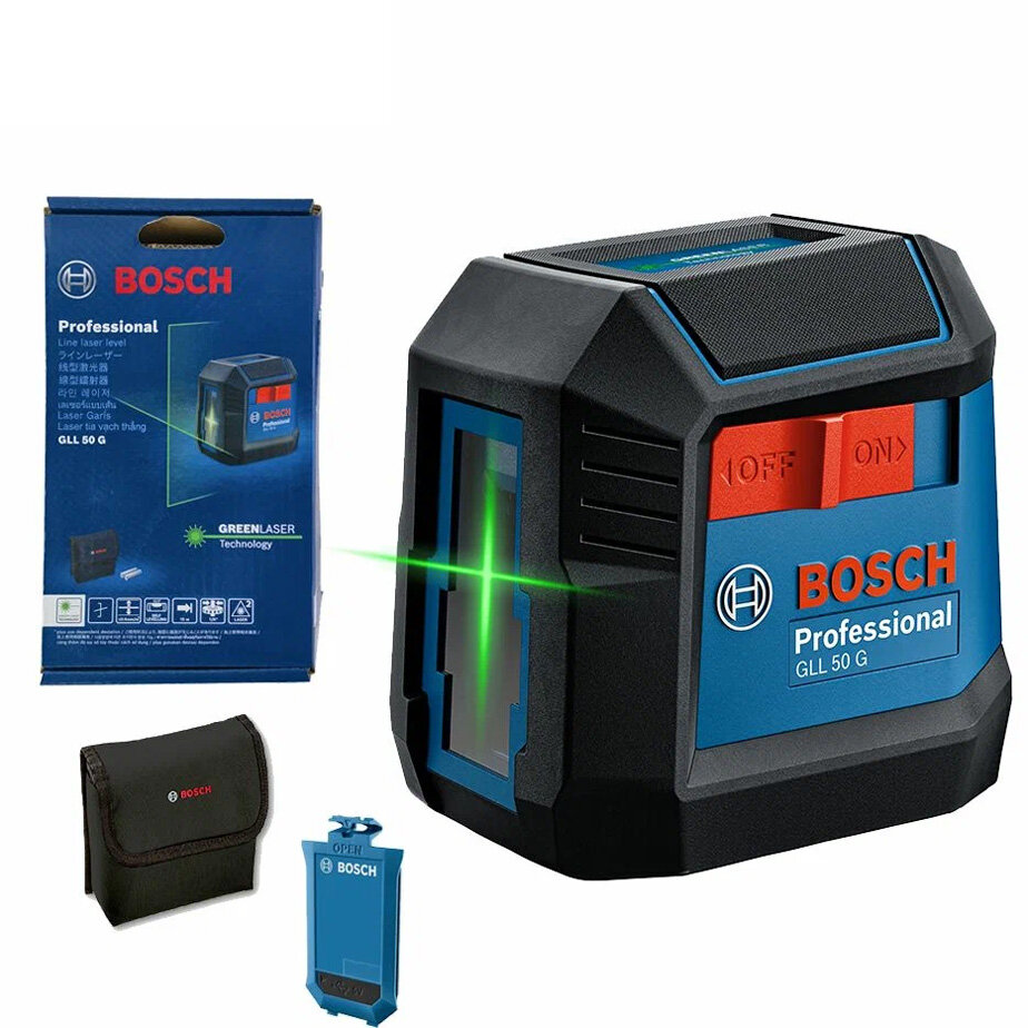 Лазерный уровень GLL50G, Перекрестие, зеленый луч, С литиевой батареей ,15М, 0,6мм/м