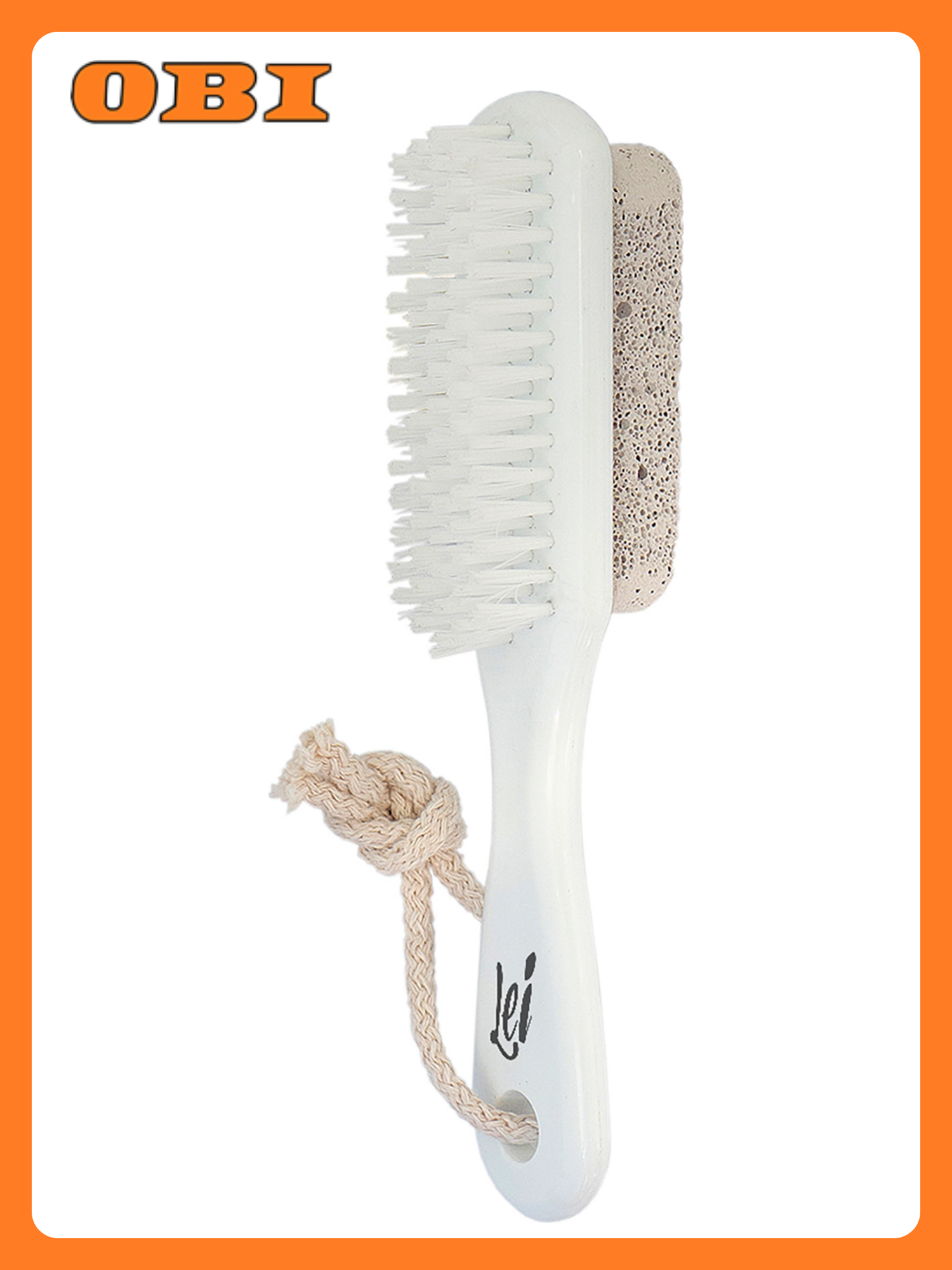 Пемза LEI серия 440 педикюрная пластиковая ручка со щеткой с веревкой