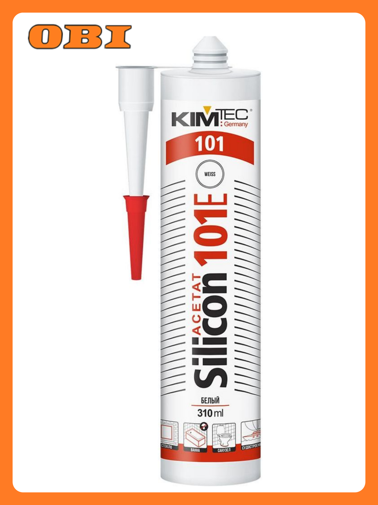 Герметик силиконовый универсальный KIM TEC 101E белый 310 мл