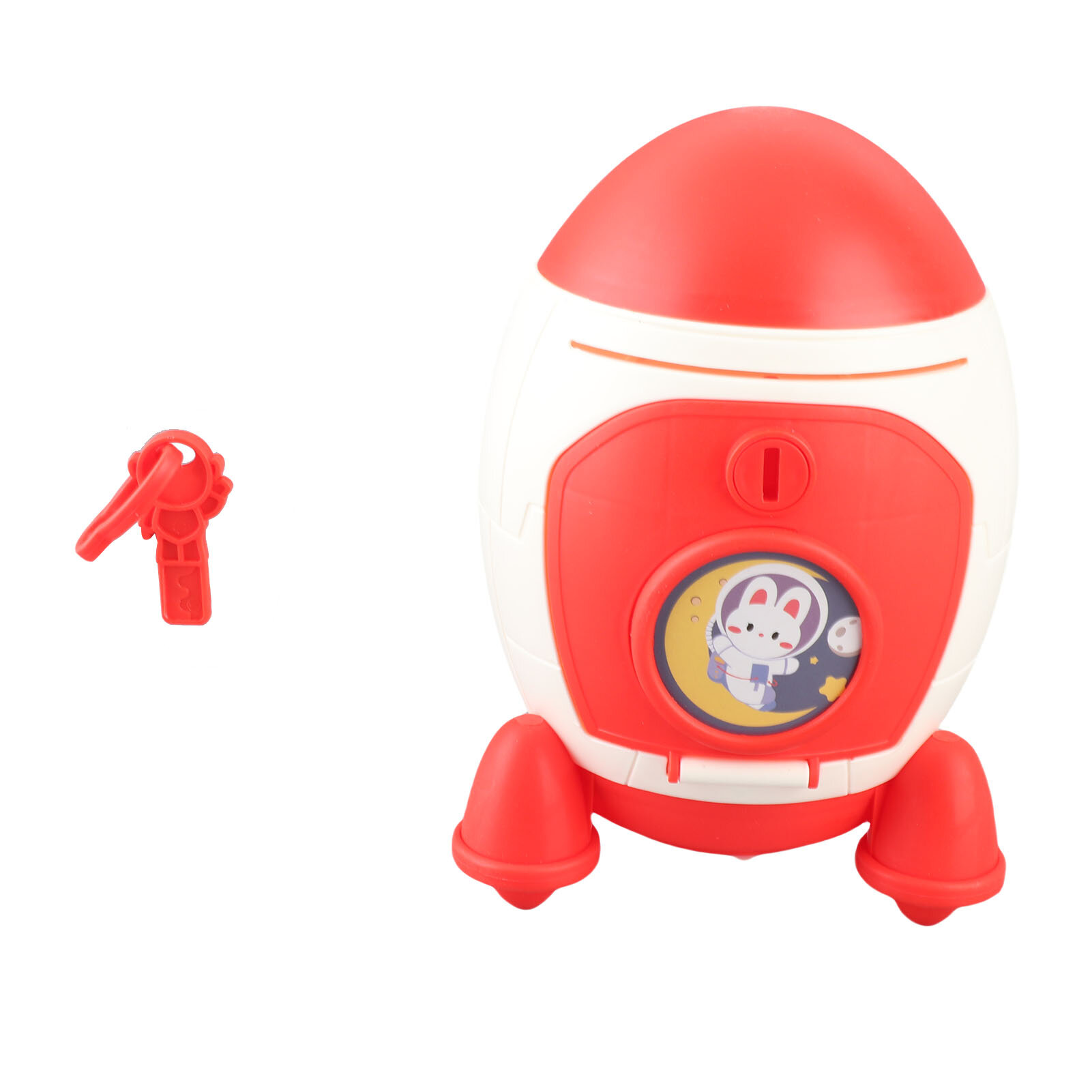 Мультяшная копилка с ключом, большая вместимость, милая мультяшная космическая игрушка для накопления денег для детей, мальчиков и девочек, красная.